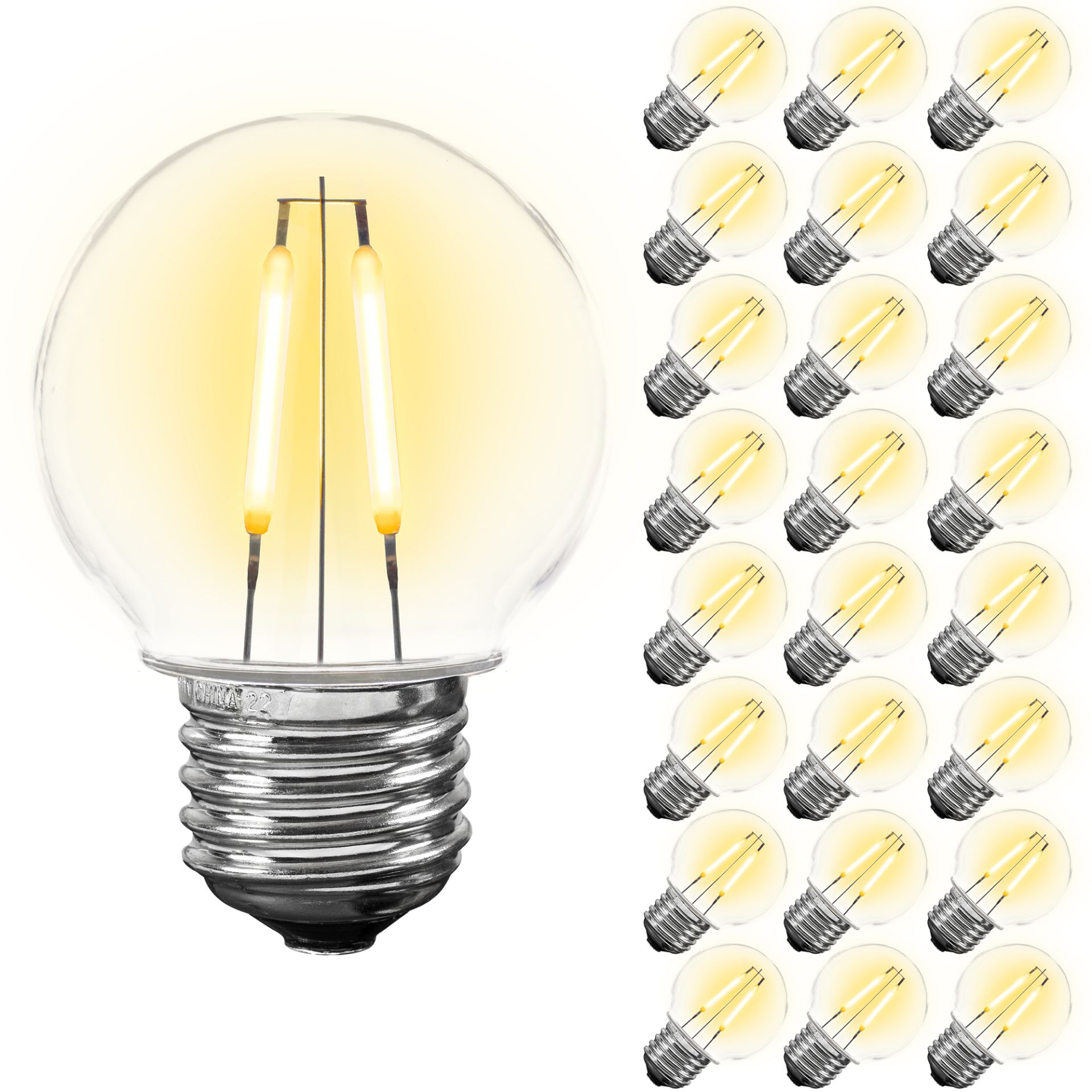 Dual Filament Warm White LED G50 Plastic Globe Bulbs - Novelty ...