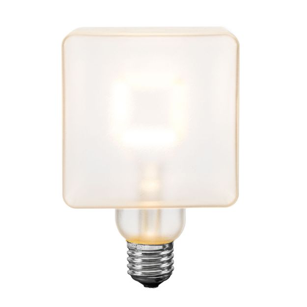LED Square Frosted Warm White Medium Base Glass Filament Bulb - Novelty ...