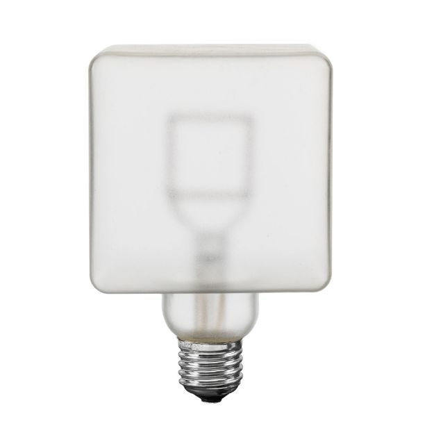 LED Square Frosted Warm White Medium Base Glass Filament Bulb - Novelty ...