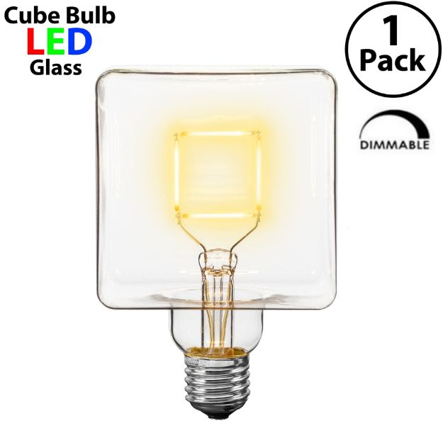 LED Square Warm White Medium Base Glass Filament Bulb - Novelty ...