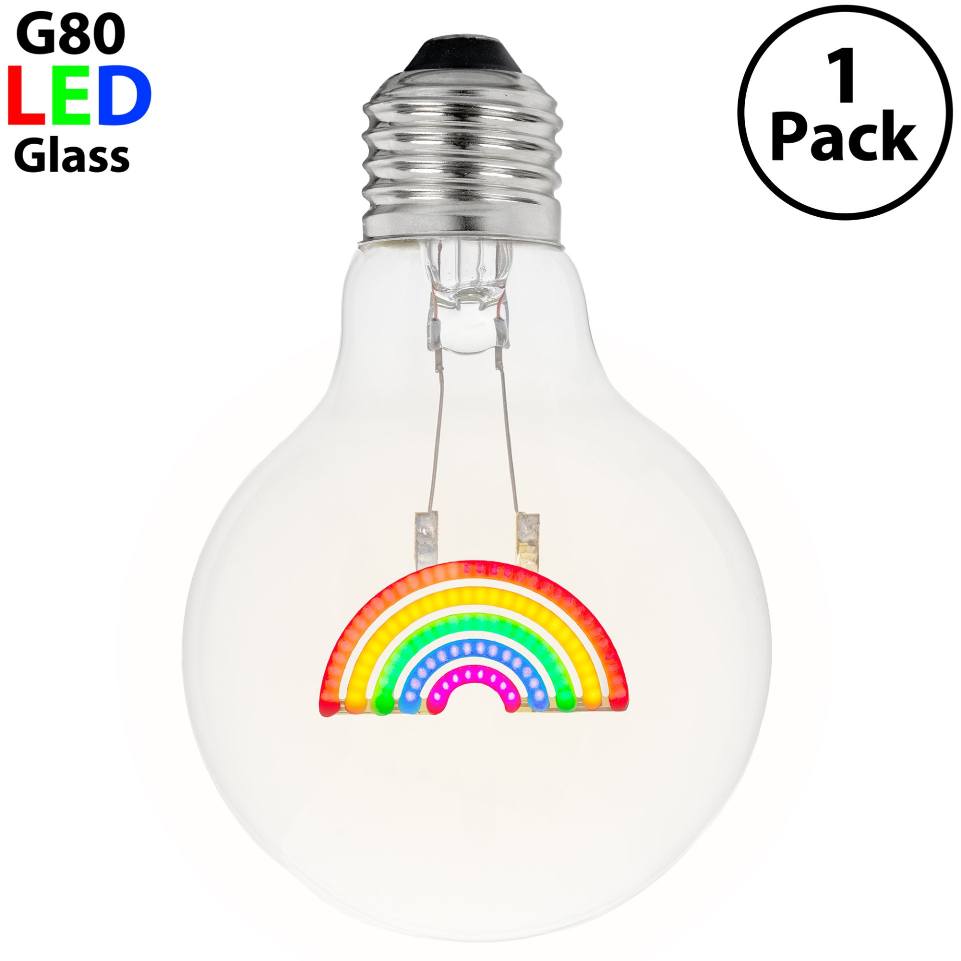 LED Rainbow Decorative Filament G80 Medium Base Glass Bulb - Novelty ...
