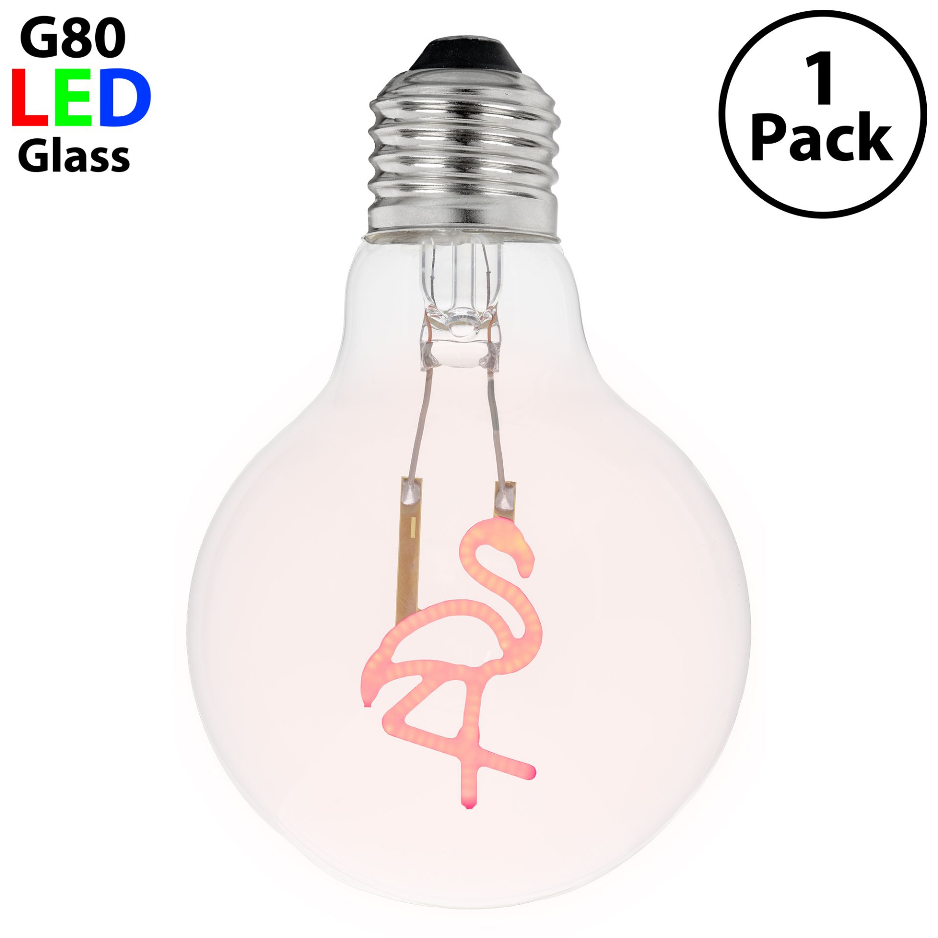 LED Flamingo Decorative Filament G80 Medium Base Glass Bulb - Novelty ...