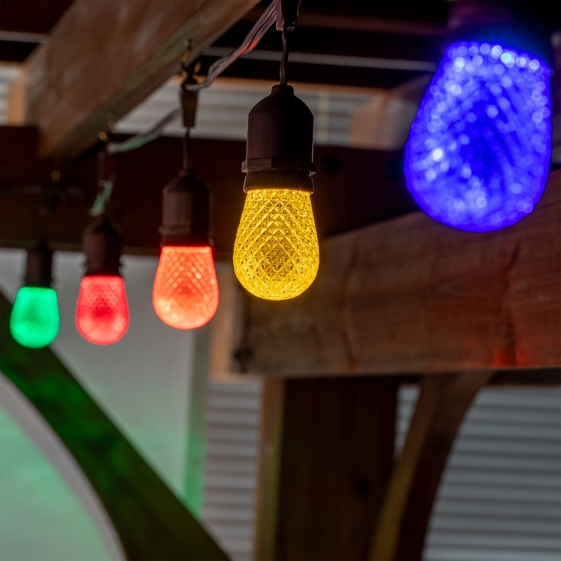 Multi Color Diamond Faceted S14 LED Medium Base 25pk - Novelty Lights ...