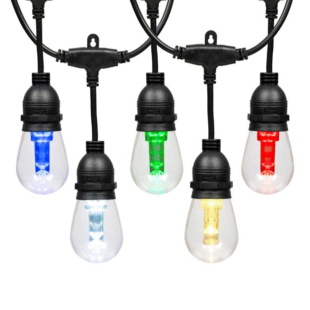 48' RGBWW LED S14 Patio Light String – 24 Bulbs, Black Wire | Novelty ...