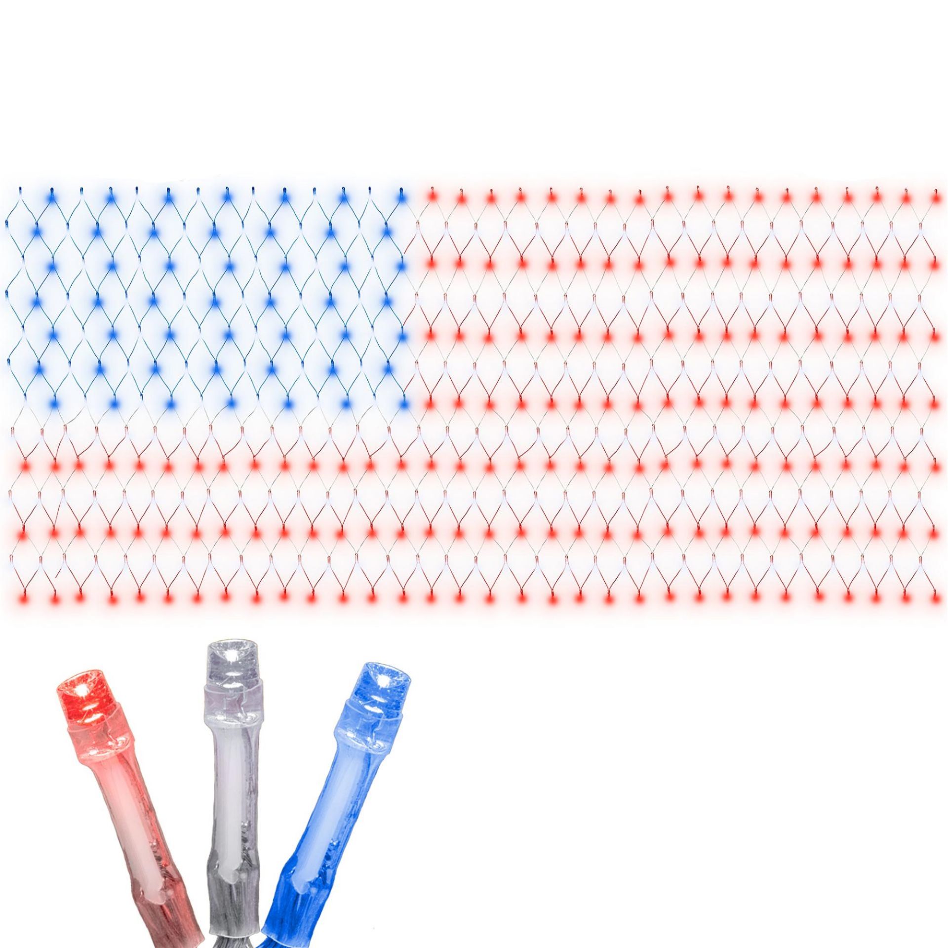 USA Flag LED Net Lights 84"x 42" Transparent Wire - Novelty Lights ...