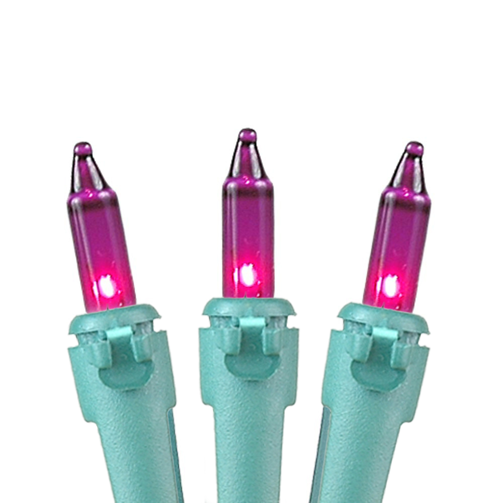 Purple Christmas Mini Light Set 50 Light Green Wire 11 Feet Long ...