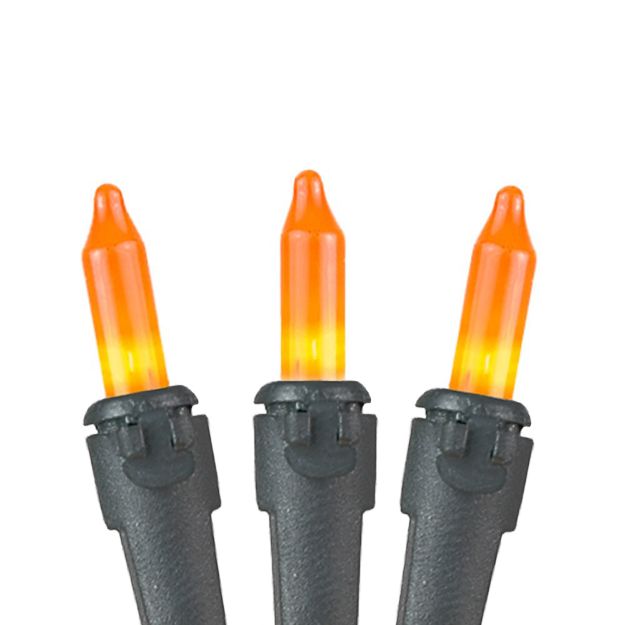 Frosted Orange Christmas Mini Lights Set 100 Light Black Wire 50 Feet ...