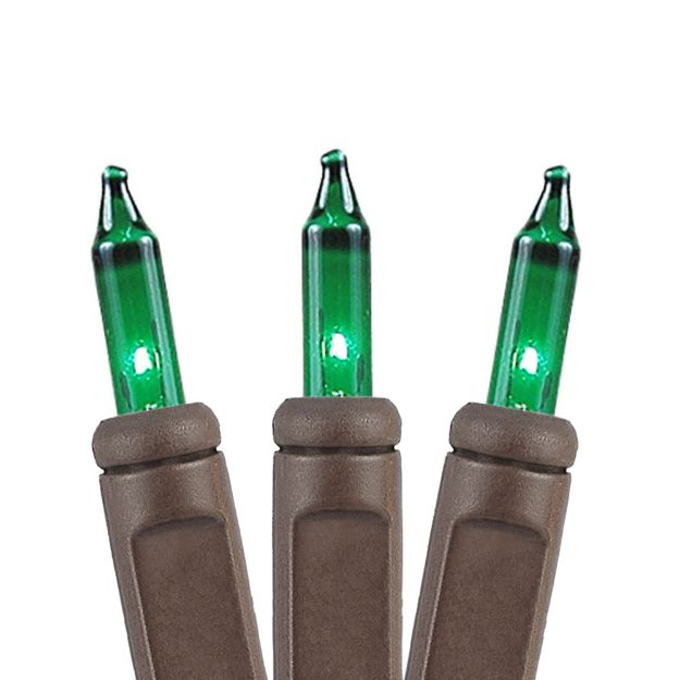 Green Christmas Mini Lights Set 100 Light Brown Wire 50 Feet - Novelty ...