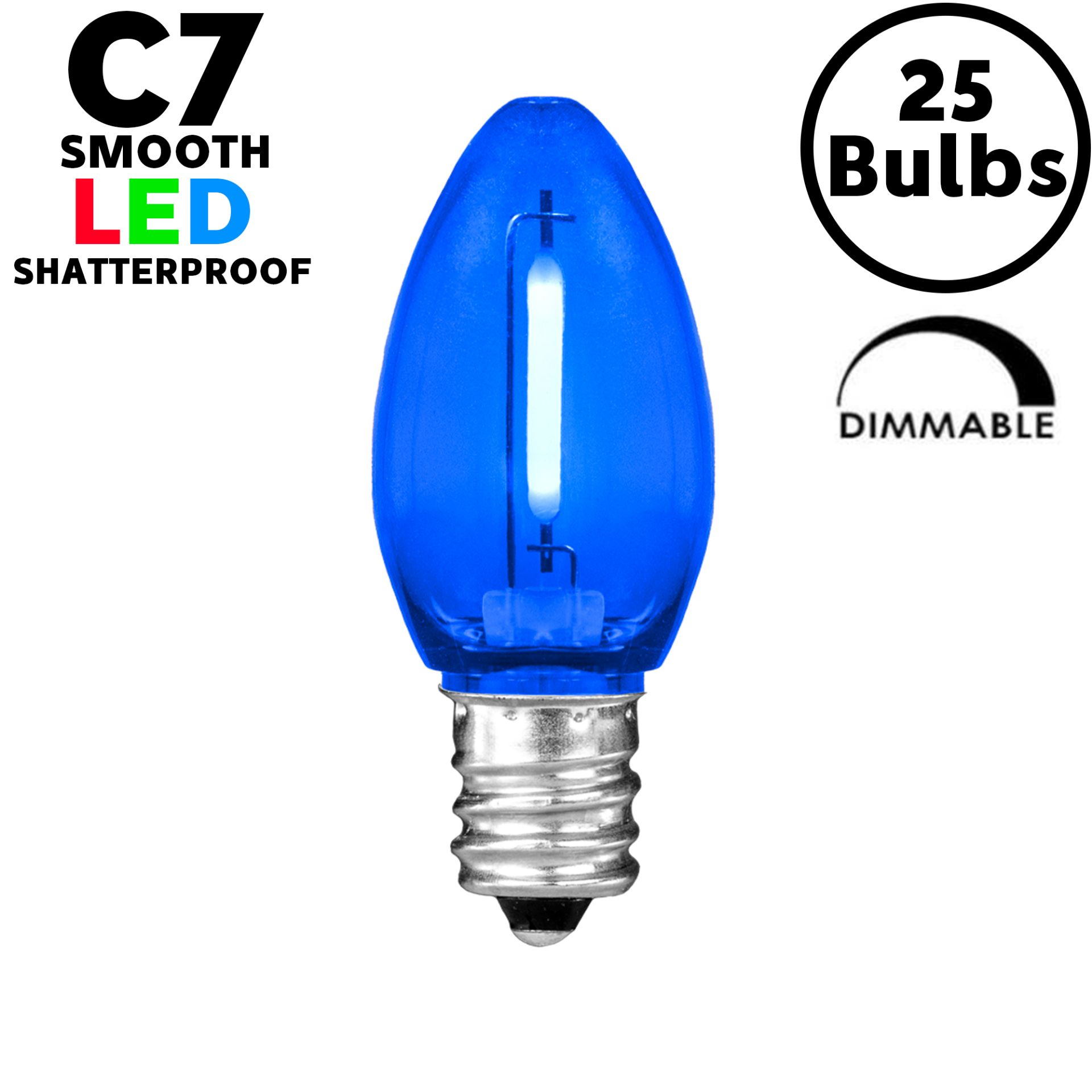 Blue LED Plastic Filament C7 Replacement Christmas Bulbs Novelty Lights ...