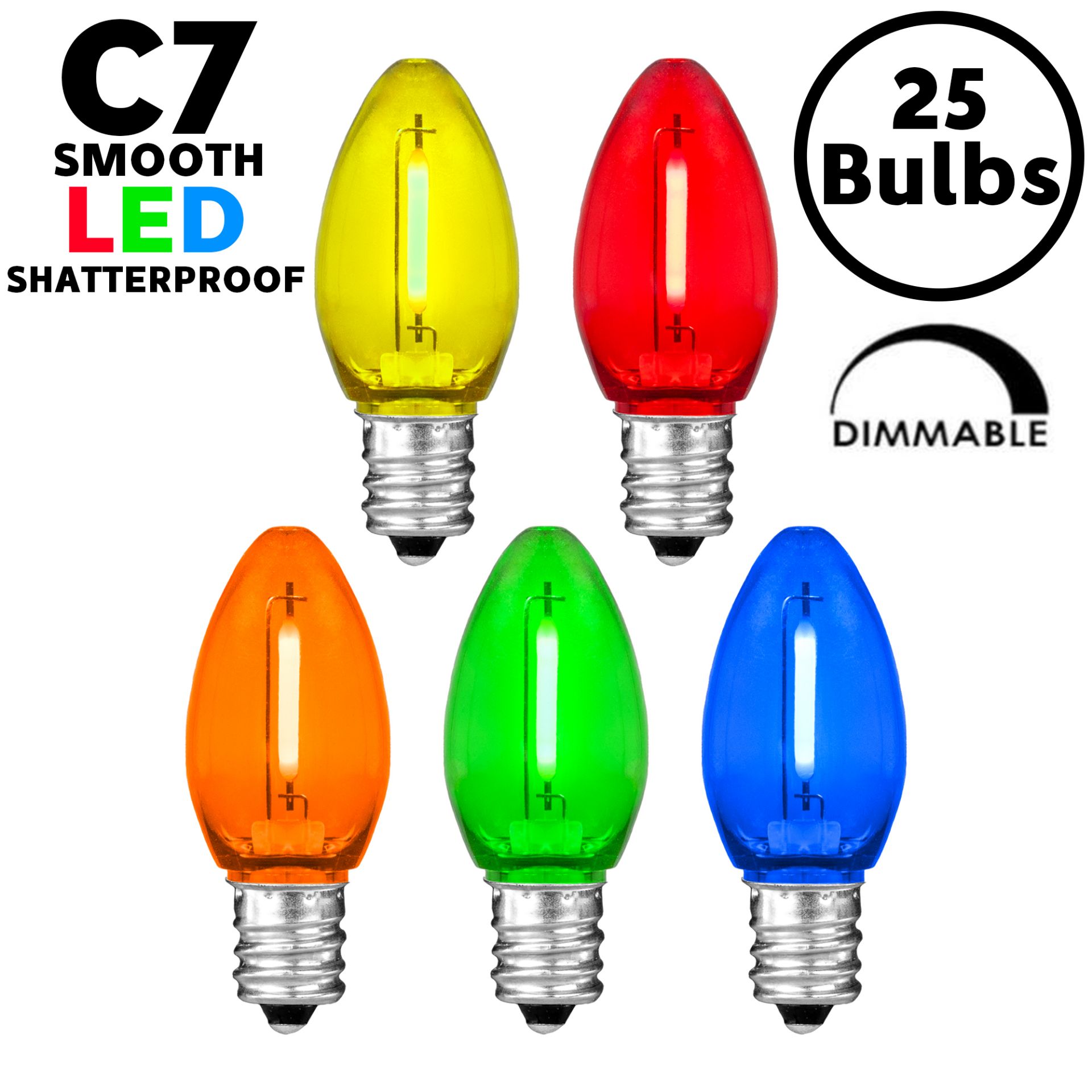 Multi Color LED Plastic Filament C7 Replacement Christmas Bulbs Novelty ...
