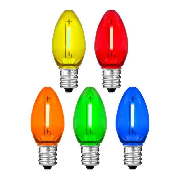 Multi Color LED Plastic Filament C7 Replacement Christmas Bulbs Novelty ...