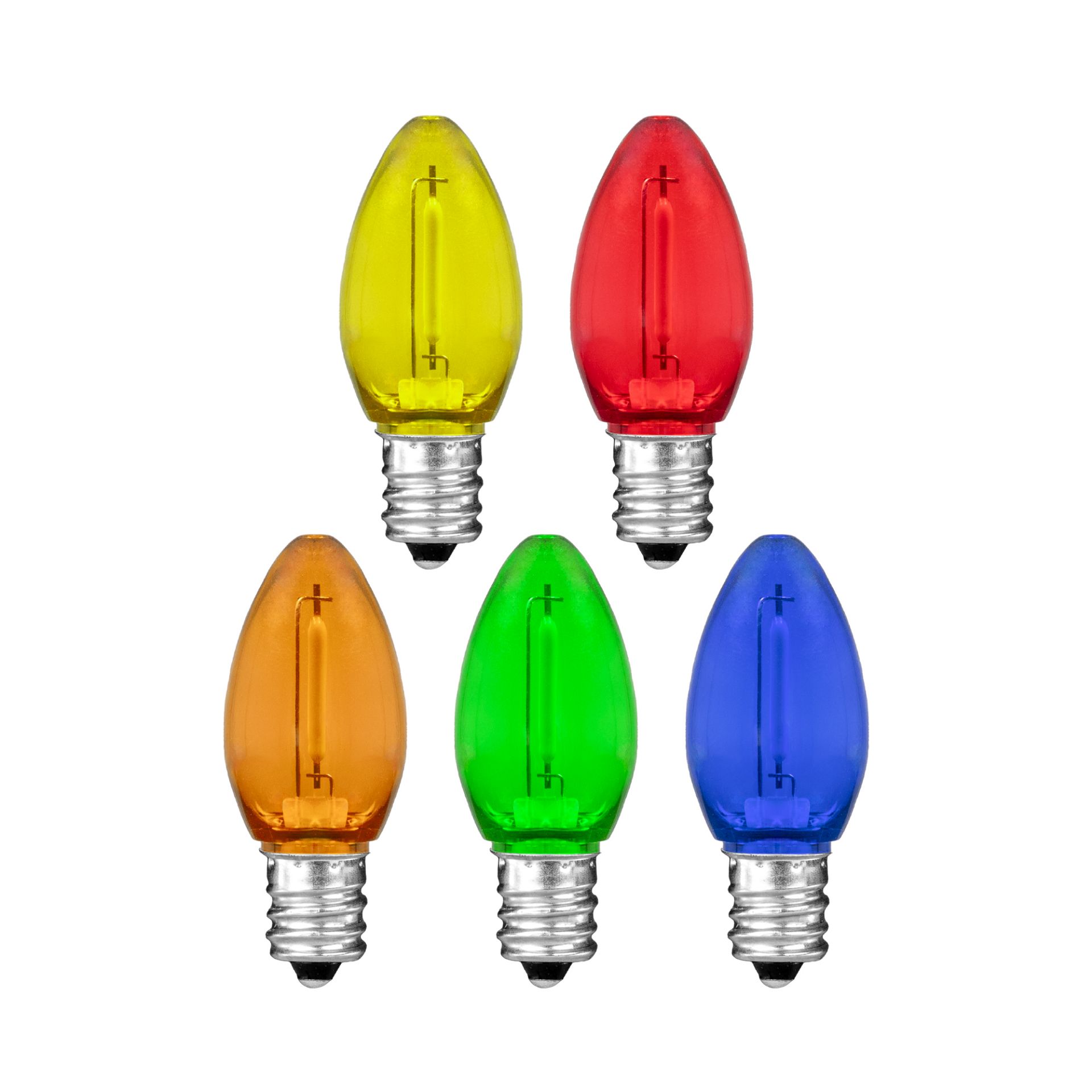 Multi Color LED Plastic Filament C7 Replacement Christmas Bulbs Novelty ...