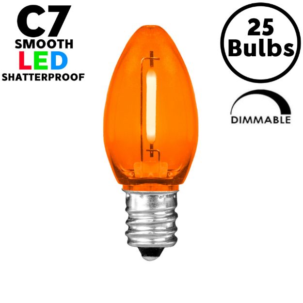 Orange LED Plastic Filament C7 Replacement Christmas Bulbs Novelty ...