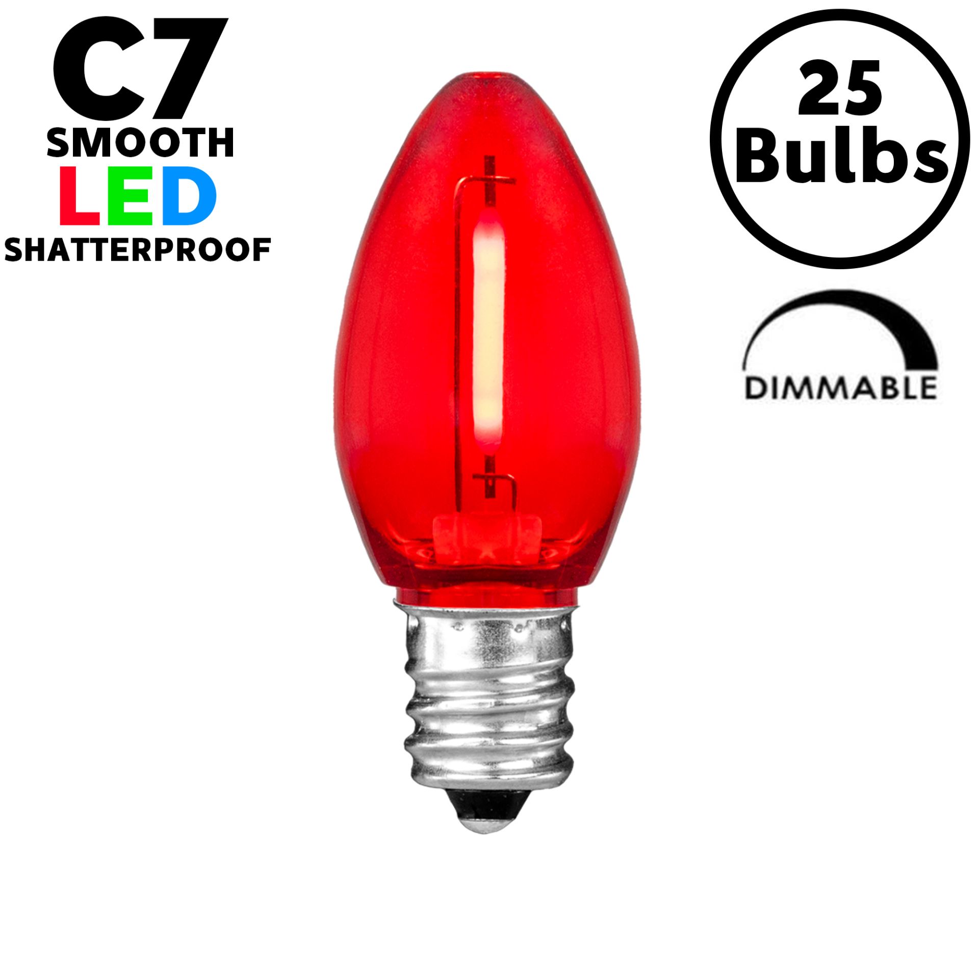Red LED Plastic Filament C7 Replacement Christmas Bulbs Novelty Lights ...