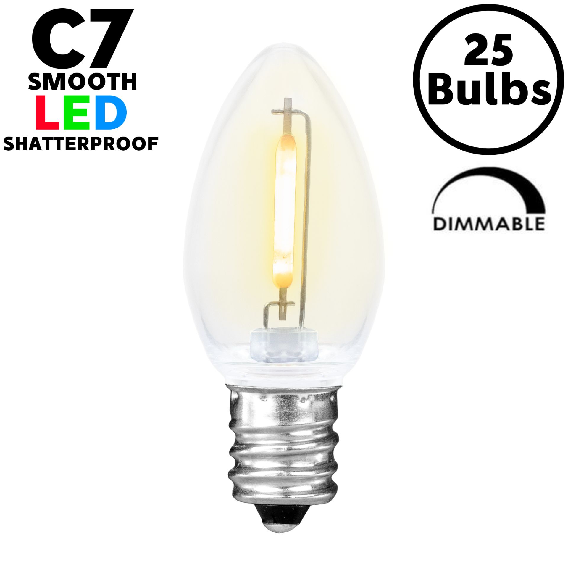 Warm White LED Plastic Filament C7 Replacement Christmas Bulbs Novelty ...