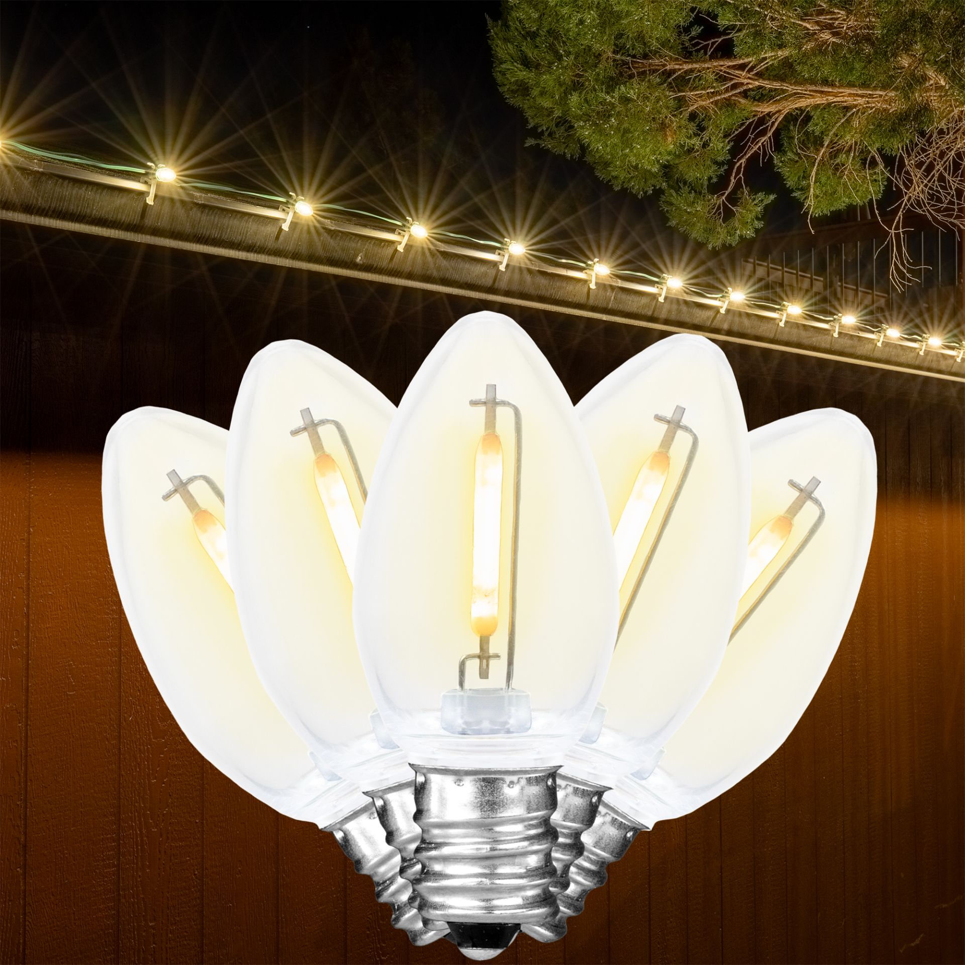 Warm White LED Plastic Filament C7 Replacement Christmas Bulbs Novelty ...