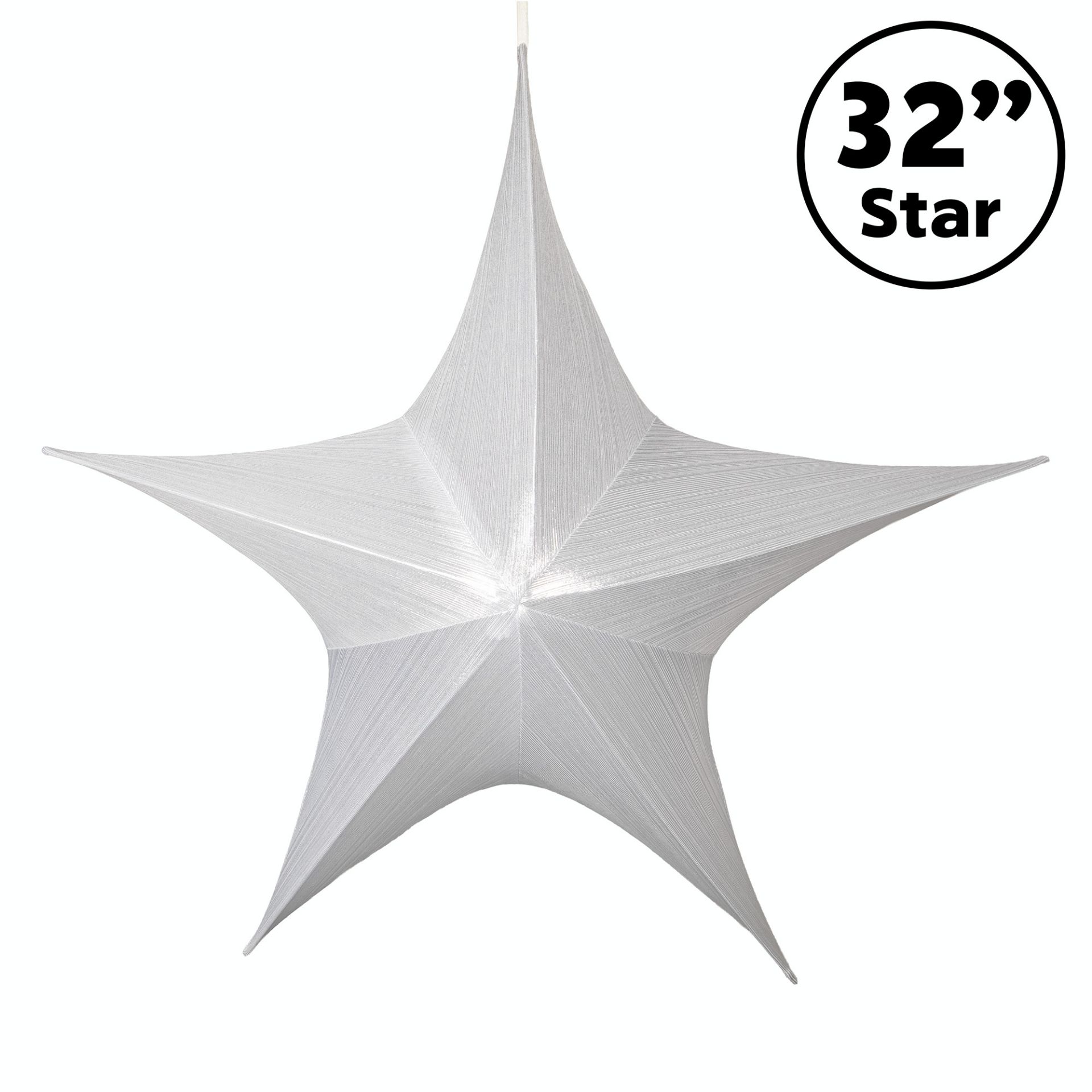 32" White Metallic Mesh 3D Folding Star Novelty Lights | LED Christmas ...