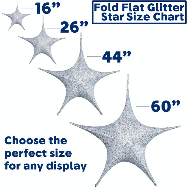 26" Silver Glitter Mesh 3D Folding Star Novelty Lights | LED Christmas ...