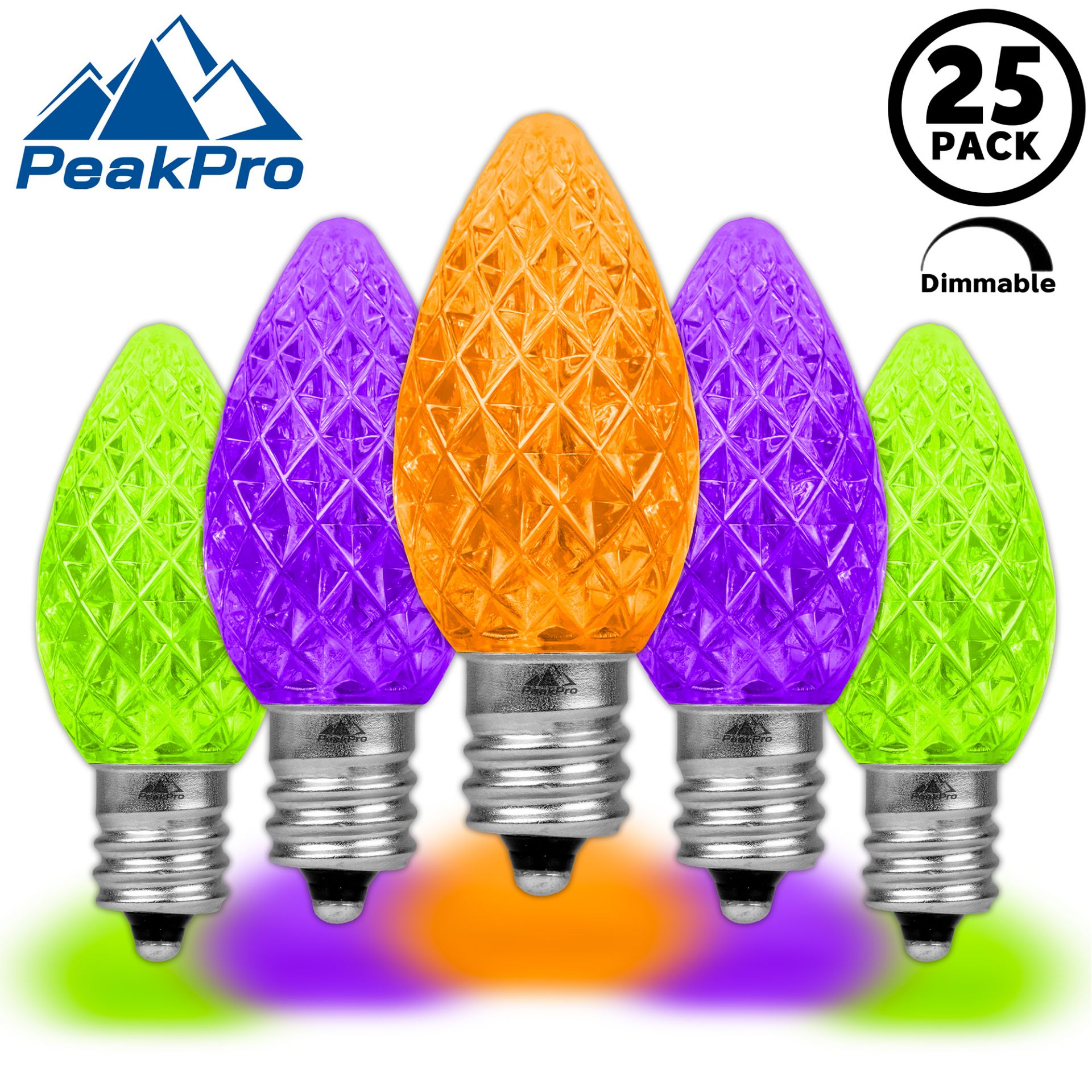 Lime/Purple/Orange LED C7 Replacement Christmas BulbsNovelty Lights ...