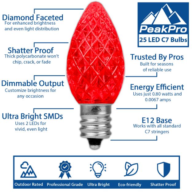 Red LED C7 Replacement Christmas Bulbs Novelty Lights | LED Christmas ...