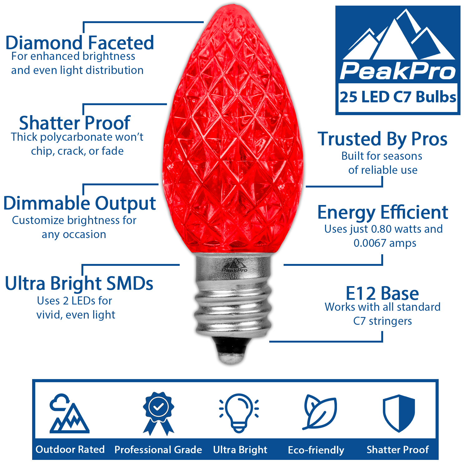 Red/Green LED C7 Replacement Christmas Bulbs Novelty Lights | LED ...