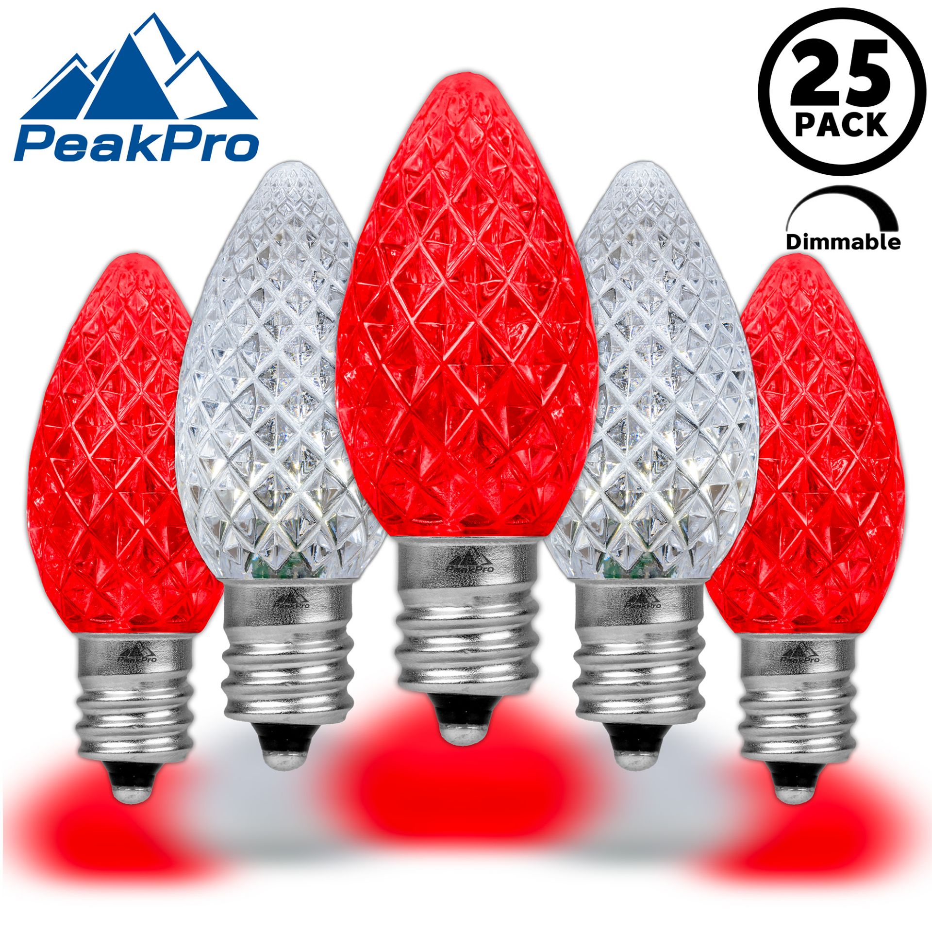 Red/Pure White LED C7 Replacement Christmas Bulbs Novelty Lights | LED ...