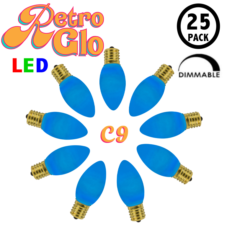 C9 RetroGlo Vintage Blue Ceramic LED Replacement Bulbs - Novelty Lights ...