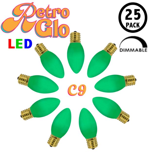 C9 RetroGlo Vintage Green Ceramic LED Replacement Bulbs - Novelty ...