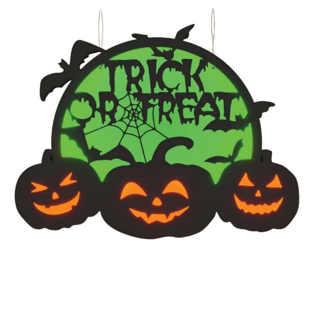 2D Trick or Treat & Pumpkin Motif Light (Orange & Green)Novelty Lights ...