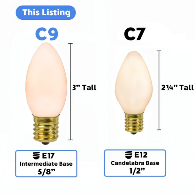 C9 RetroGlo Vintage Blue Ceramic LED Replacement Bulbs - Novelty Lights ...