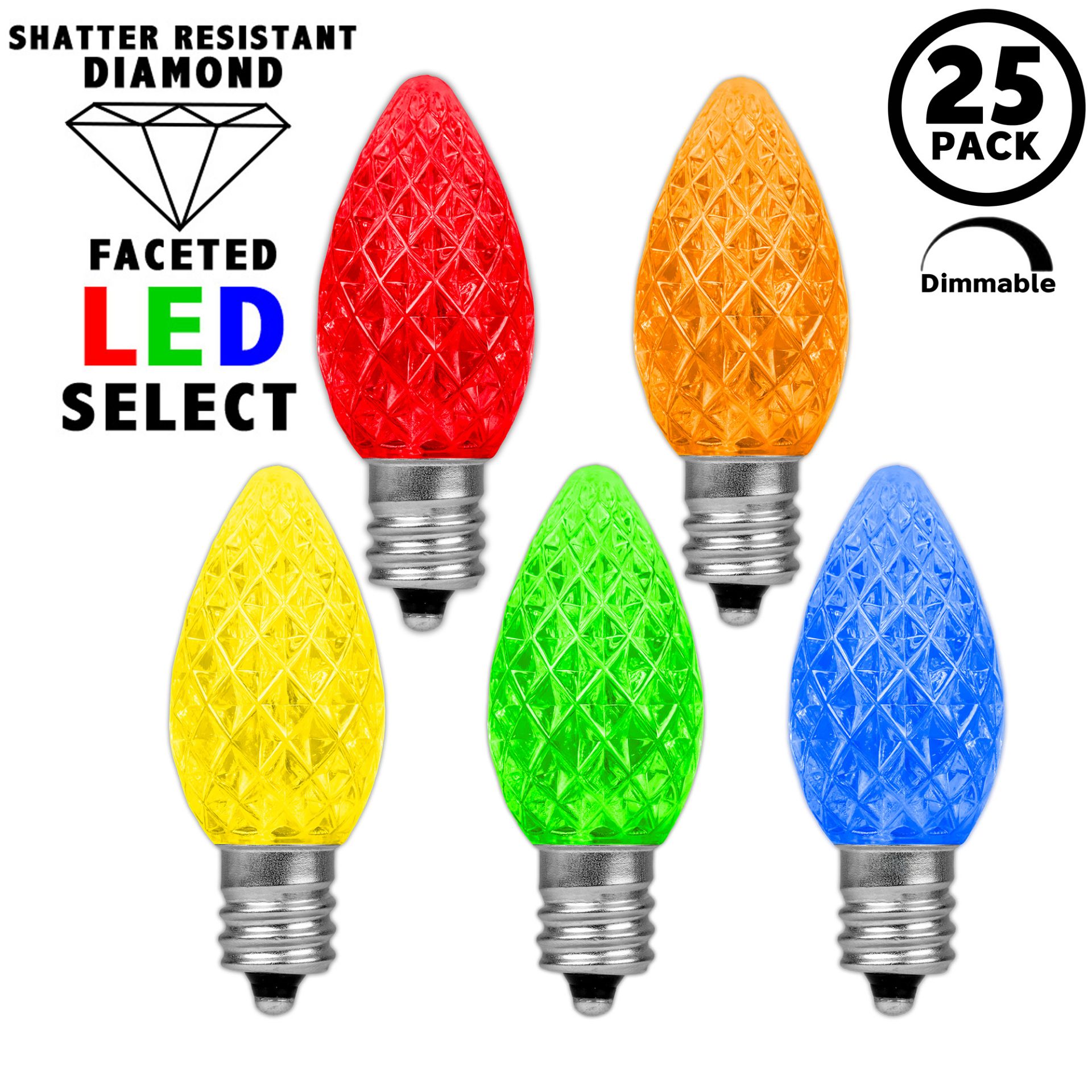 NL Select Multi Color C7 LED Replacement Bulbs 25 PackNovelty Lights ...