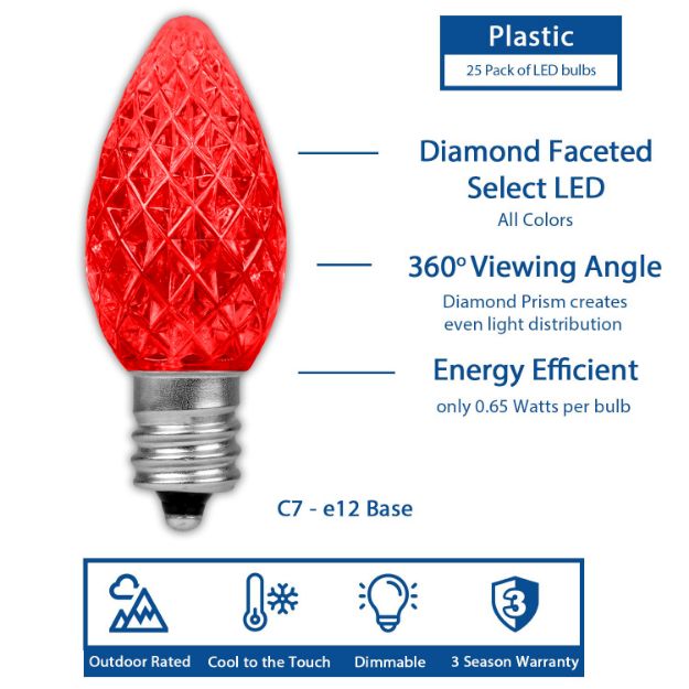 NL Select Multi Color C7 LED Replacement Bulbs 25 PackNovelty Lights ...