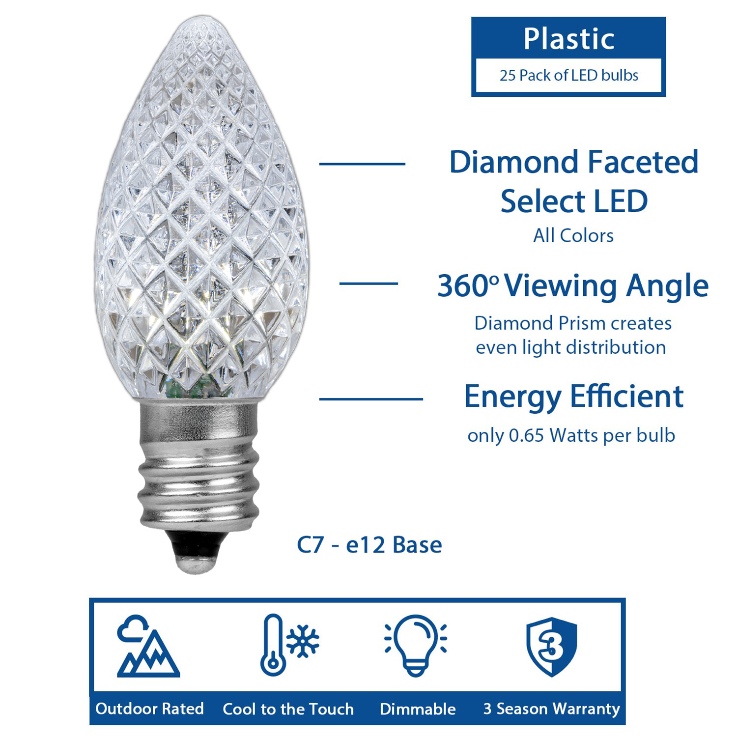 NL Select Pure White C7 LED Replacement Bulbs 25 PackNovelty Lights ...