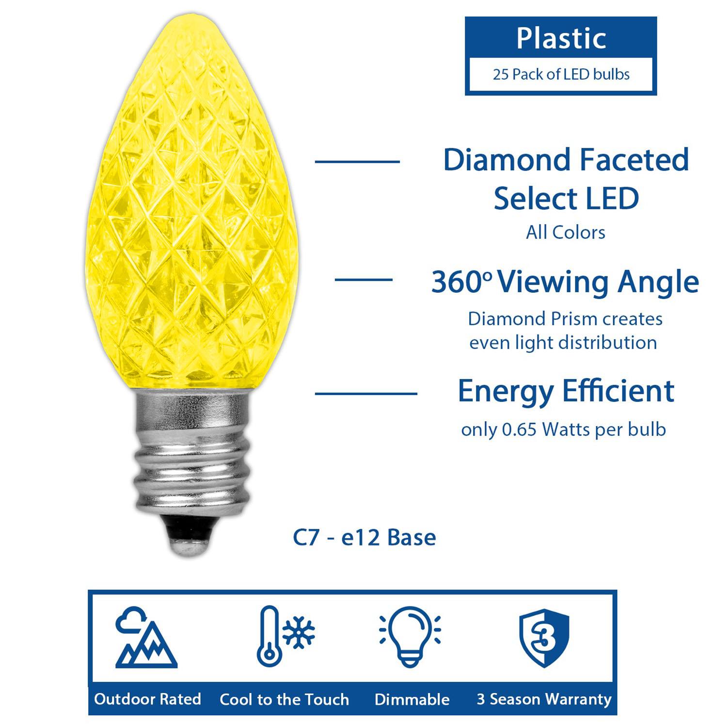 NL Select Yellow C7 LED Replacement Bulbs 25 PackNovelty Lights | LED ...
