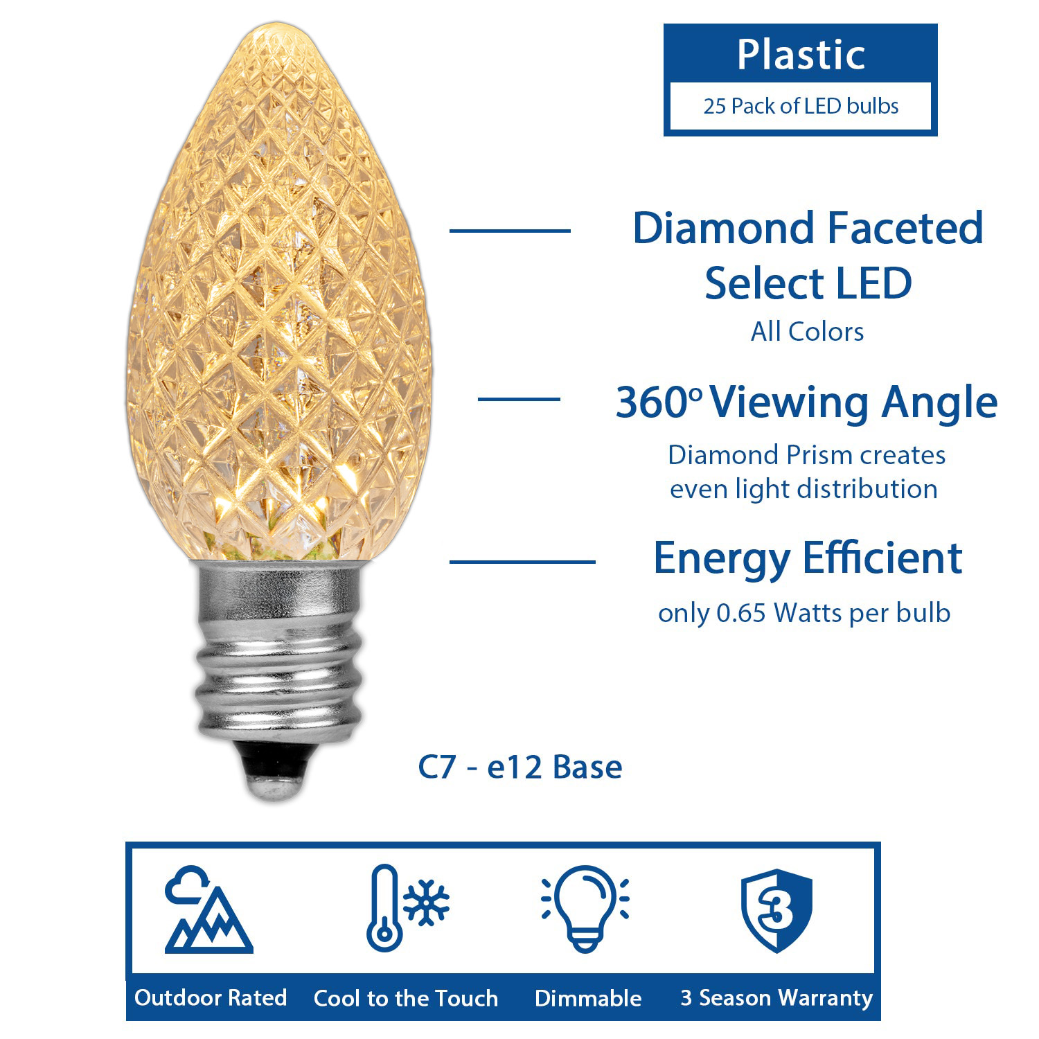 NL Select Sun Warm White C7 LED Replacement Bulbs 25 PackNovelty Lights ...