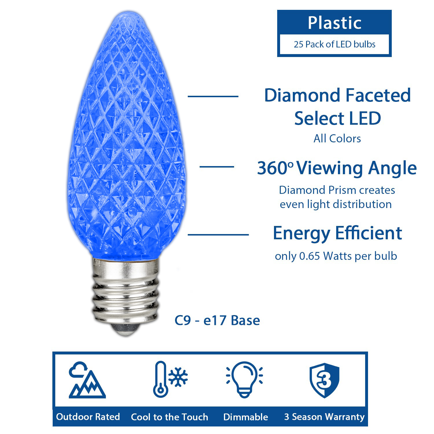 NL Select LED Blue C9 Replacement Christmas Lights 25 PackNovelty ...