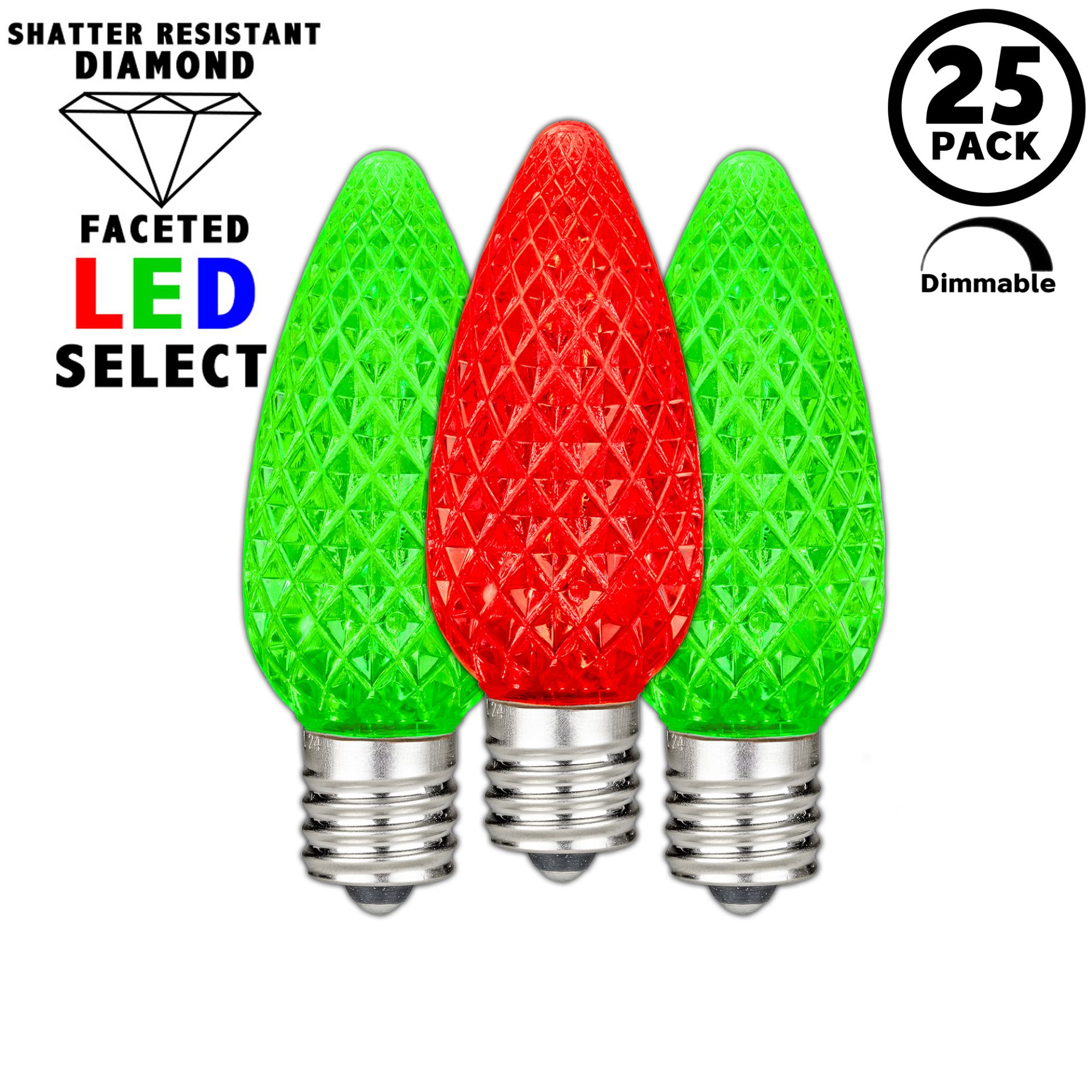 NL Select LED Red/Green C9 Replacement Christmas Lights 25 PackNovelty ...