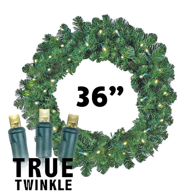 36" Lighted True Twinkle Deluxe Colorado Pine Wreath - Novelty Lights ...