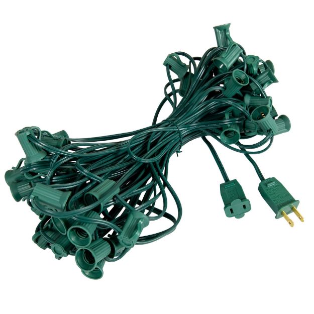 C7 Christmas light String Green Wire 50 Sockets - Novelty Lights ...
