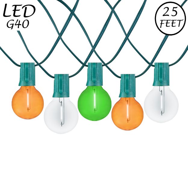 Orange, Green & White LED G40 Globe/Round Outdoor String Light Set on ...