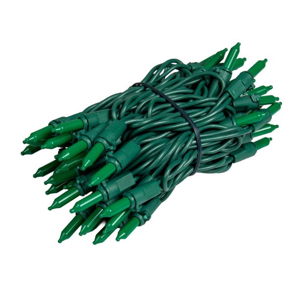 RetroGlo® Ceramic Green 50-Light Mini String – 11 ft Green Wire | UL ...