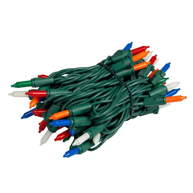 RetroGlo® Ceramic Multi Color 50-Light Mini String – 11 ft Green Wire ...