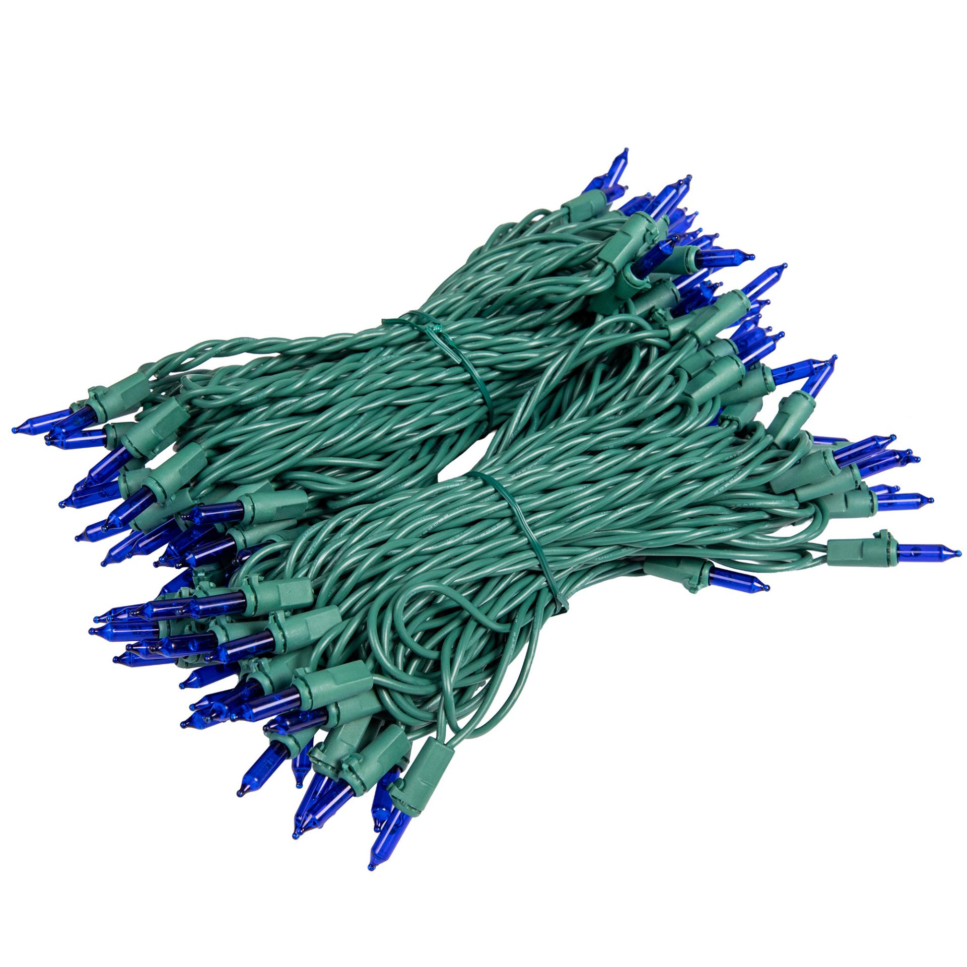 RetroGlo® Blue 100-Light Mini String – 50 ft Green Wire | UL Indoor ...