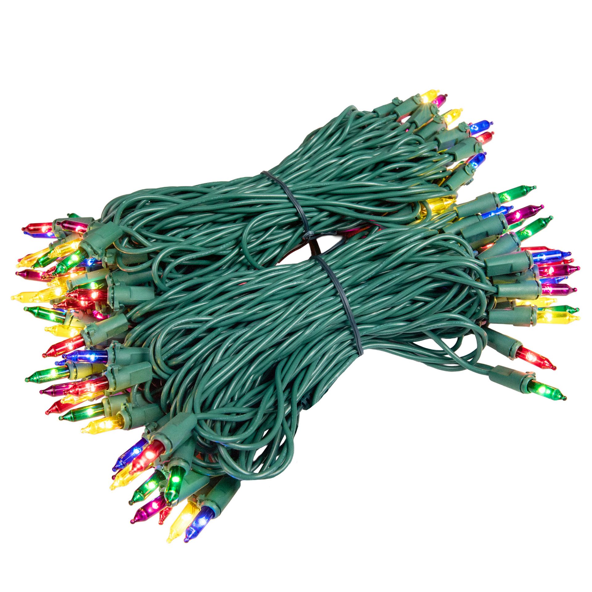RetroGlo® Multi Color 100-Light Mini String – 50 ft Green Wire | UL ...