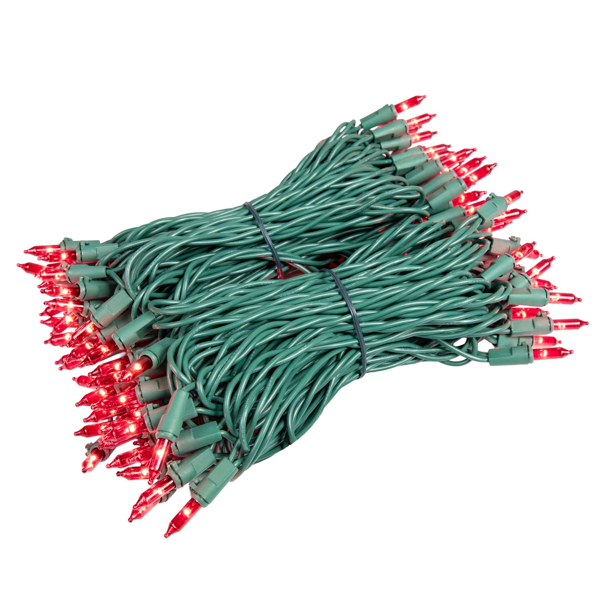 RetroGlo® Red 100-Light Mini String – 50 ft Green Wire | UL Indoor ...