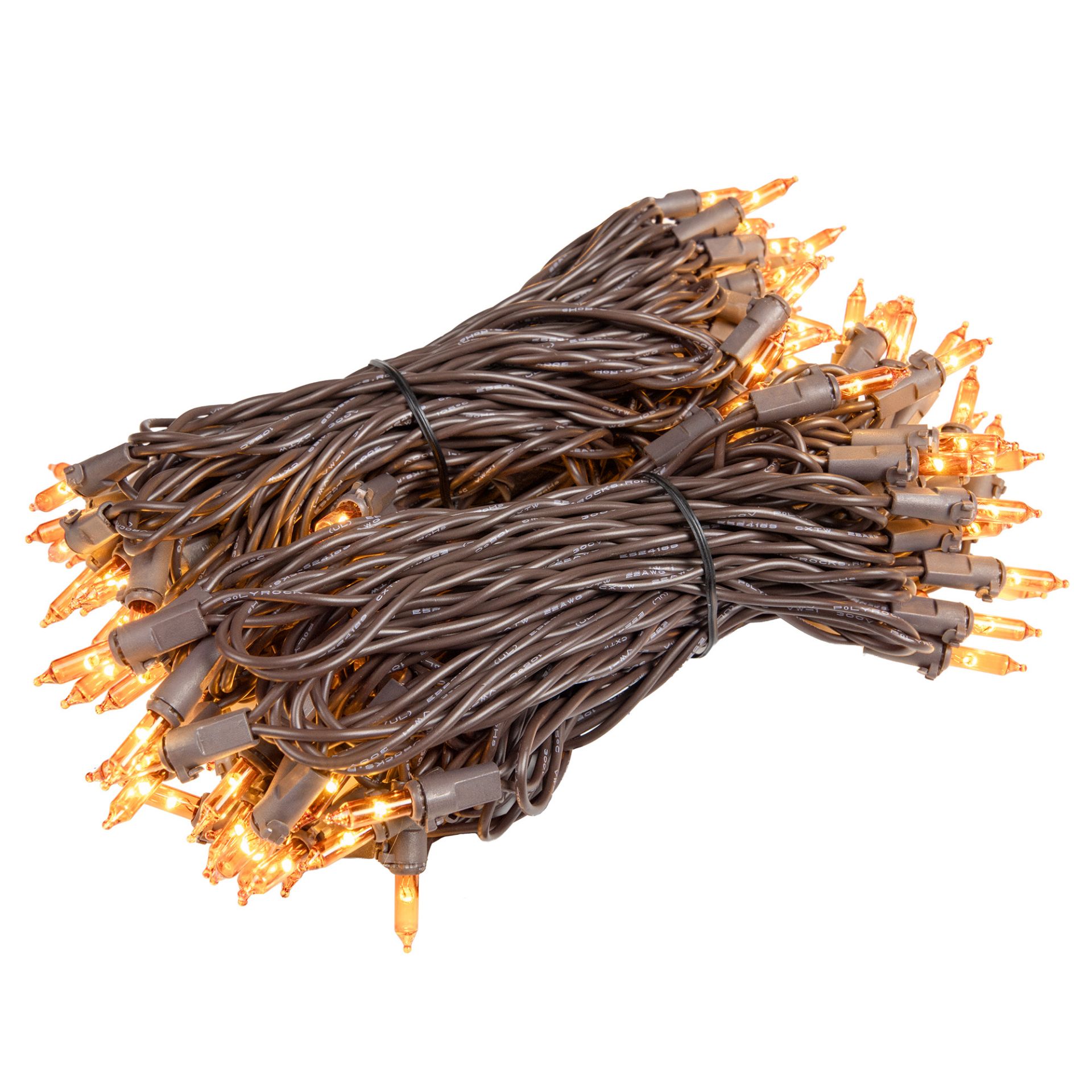 RetroGlo® Orange 100-Light Mini String – 50 ft Brown Wire | UL Indoor ...
