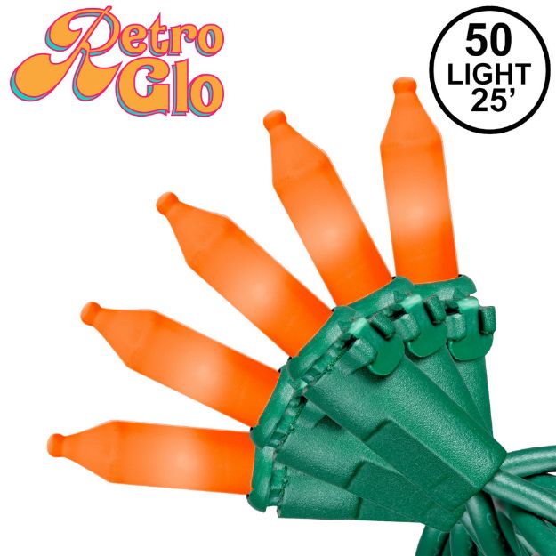 RetroGlo® Ceramic Orange 50-Light Mini String – 25 ft Green Wire | UL ...