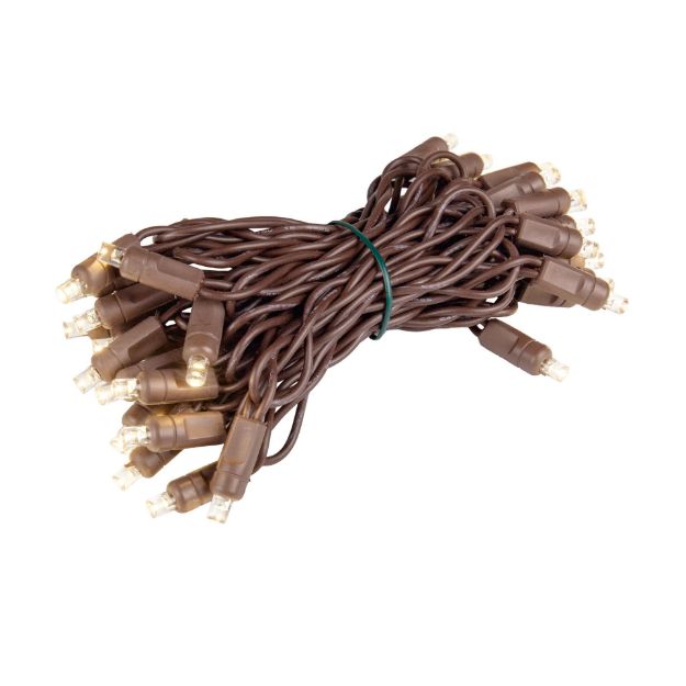 35 Light Warm White LED Christmas Light Set Non-Connectable Brown Wire ...