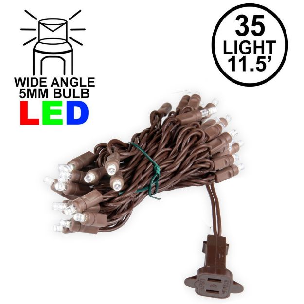 35 Light Pure White LED Christmas Light Set Brown Wire - Novelty Lights ...