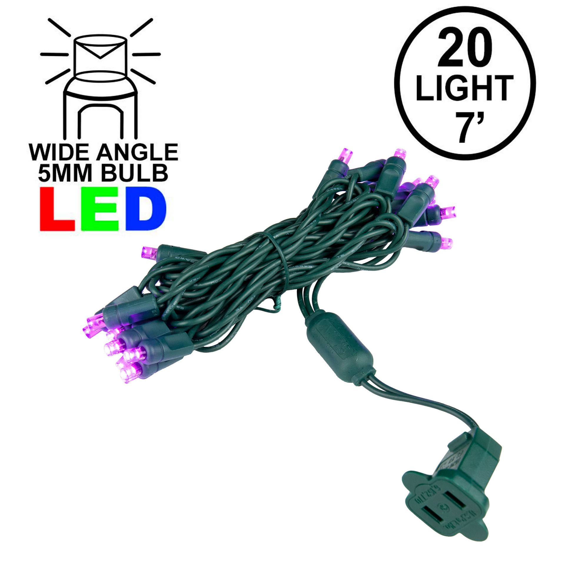20 Light Purple LED Christmas Light Set - Novelty Lights IncNovelty ...